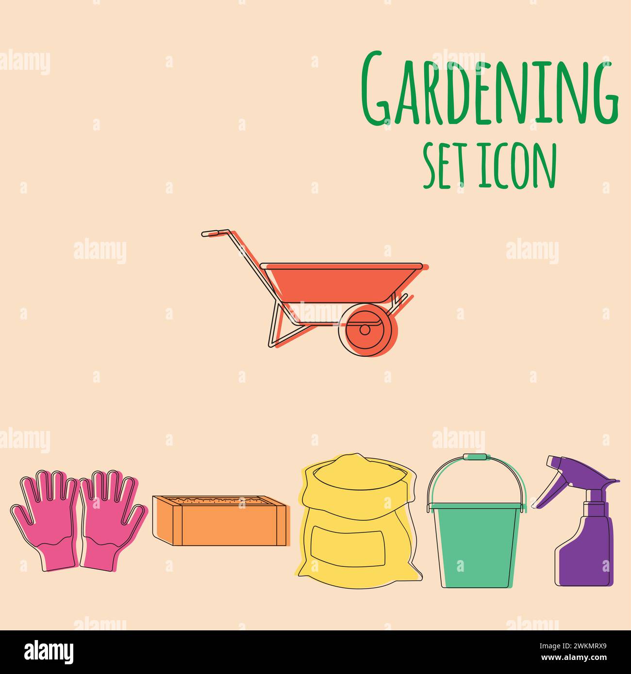 Set of gardening tool icons Vector illustration Stock Vector Image ...