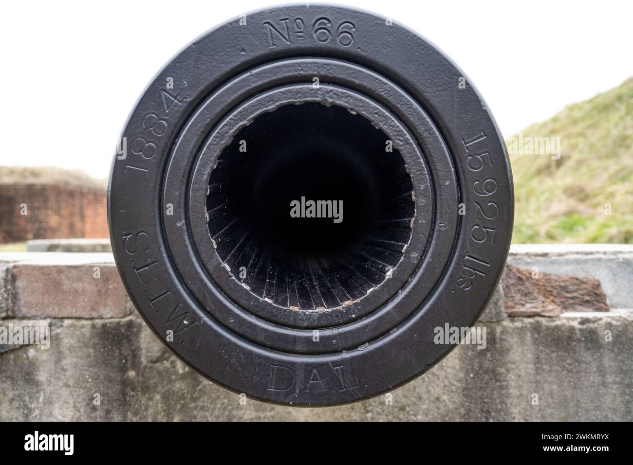 Mouth of Cannon No. 66 S.B.I. W. D.A.I. cannon built in 1884 weighing ...