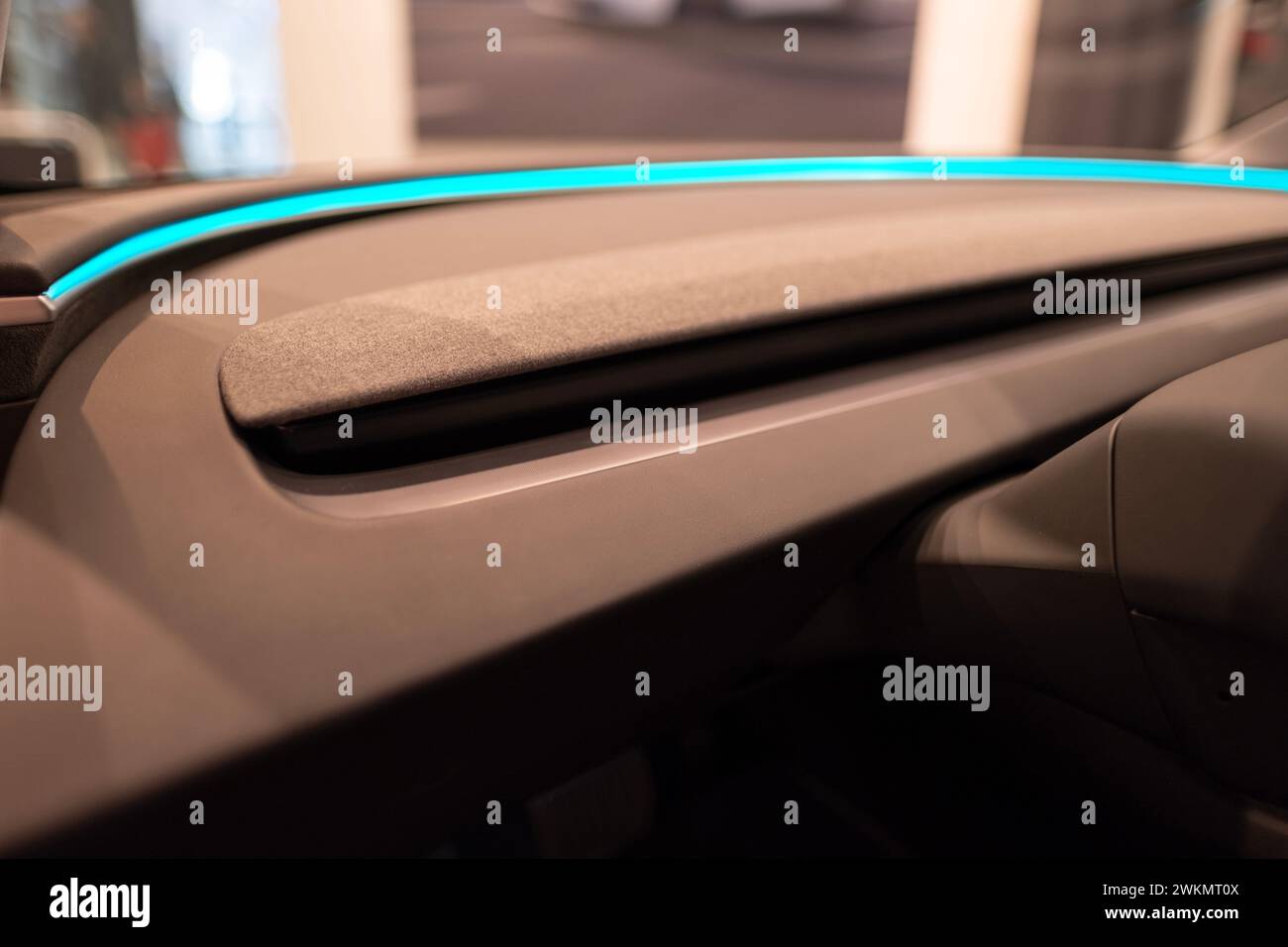 close-up Highland light strip Tesla electric car model 3 Interior ...