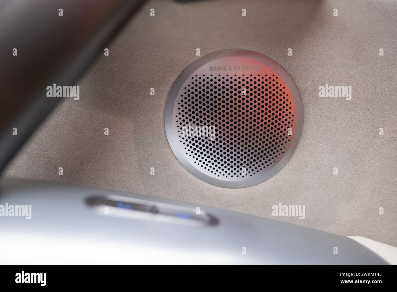 part of Interior of Genesis GV60 Electric Car, Bang Olufsen panel Top ...