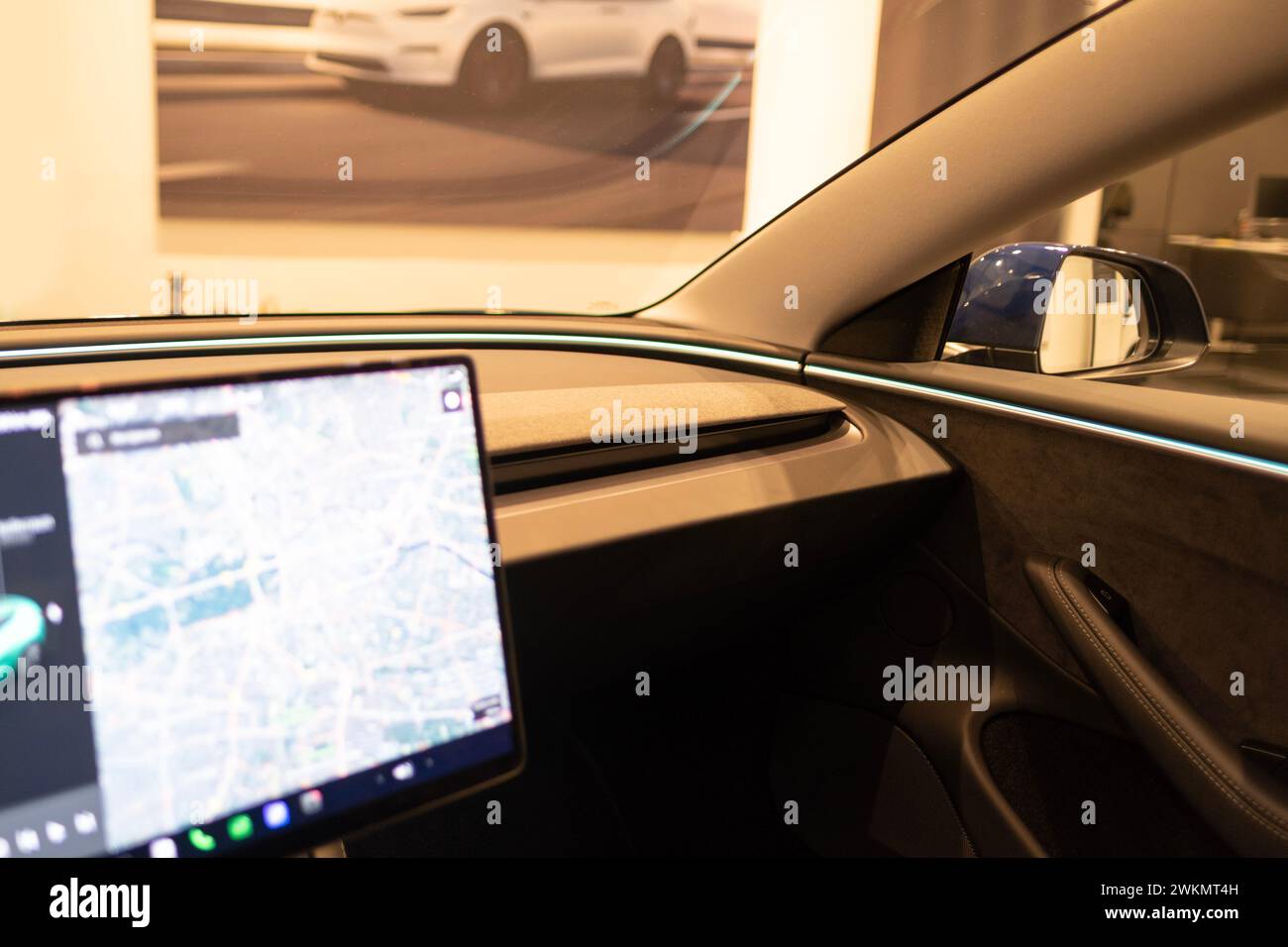 electronic display Tesla electric car model 3 Interior, Highland light ...