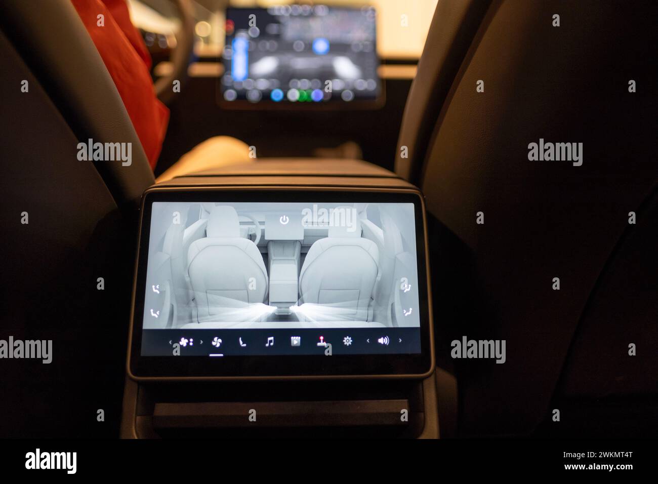 Tesla electric car model 3 Interior, electronic display, cockpit modern ...