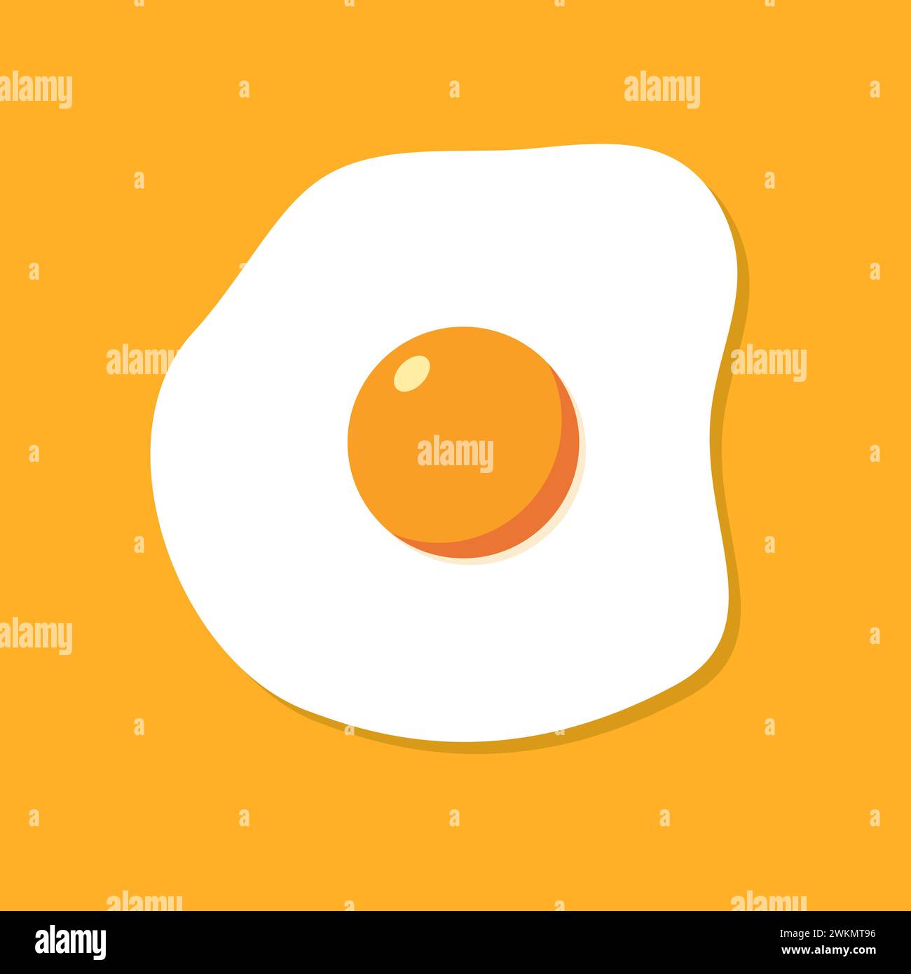 Fried egg breakfast cartoon icon isolated. Flat omelet meal yolk logo ...