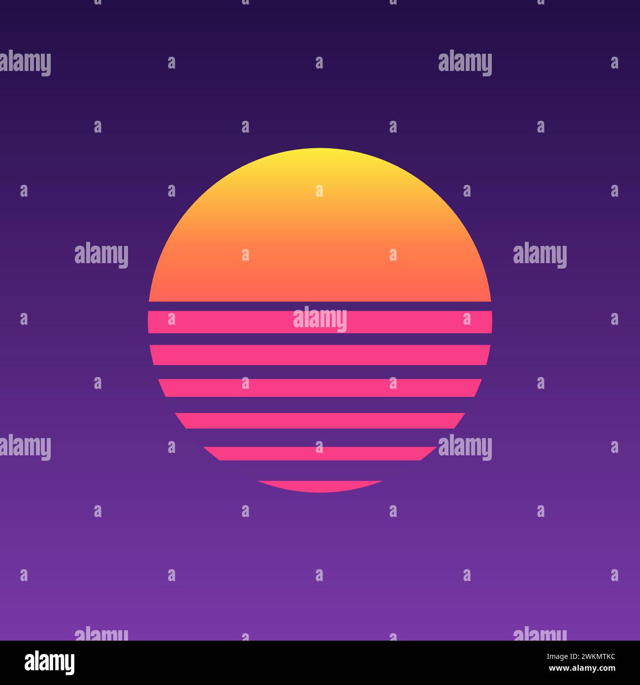 80s sunset retro neon background. 90s poster electro sun space vintage ...