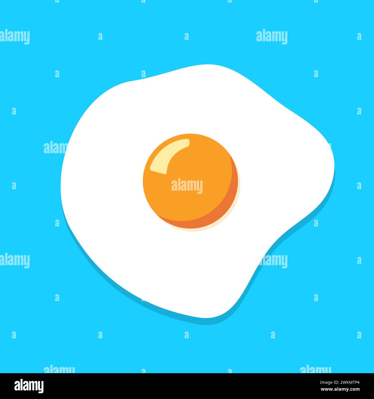 Fried egg breakfast cartoon icon isolated. Flat omelet meal yolk logo ...