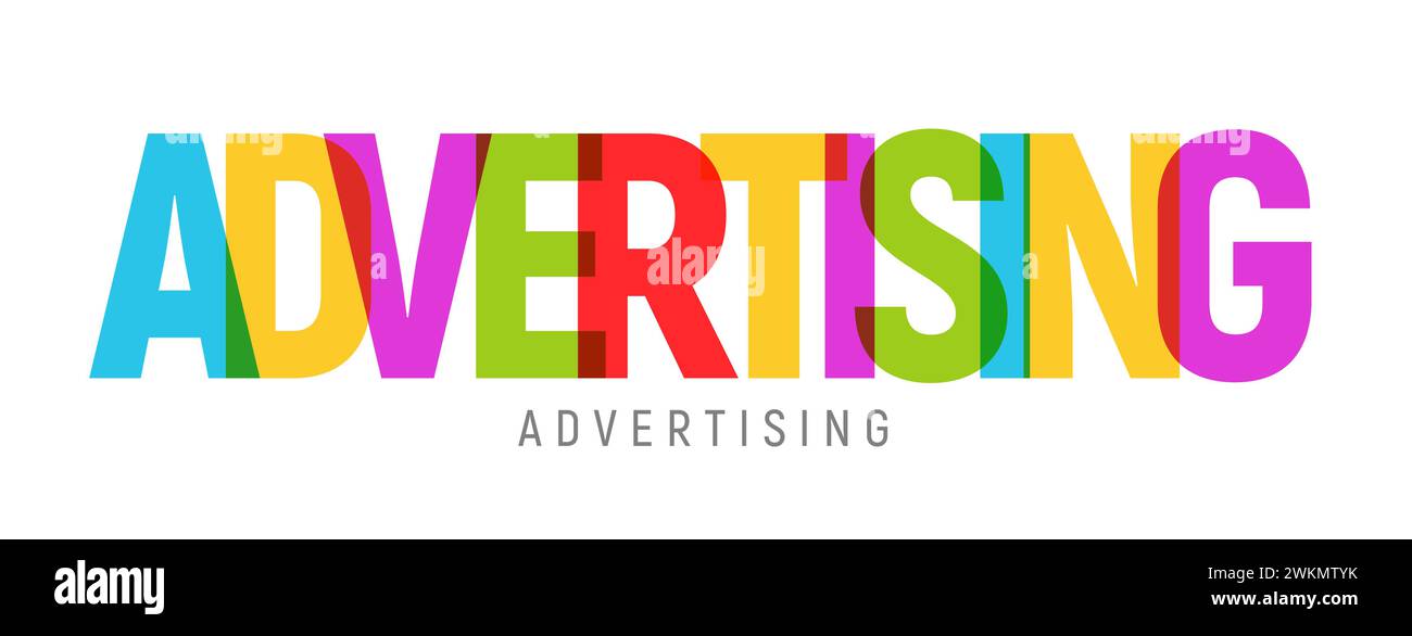 Advertising word text concept colorful vector media commercial ...