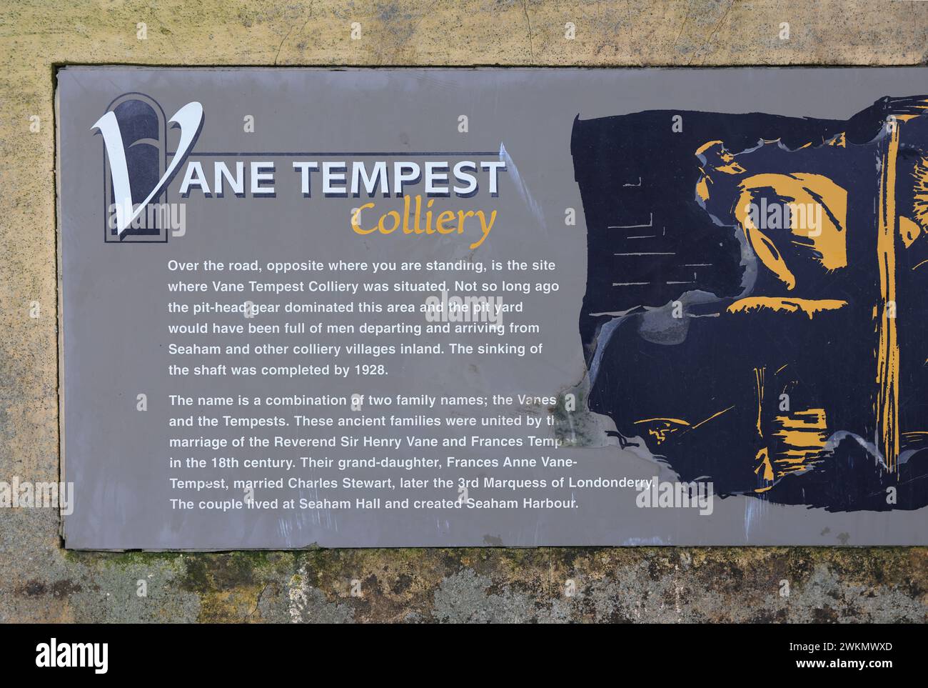 Sculpture commemorating the Vane Tempest coal colliery, which closed in ...