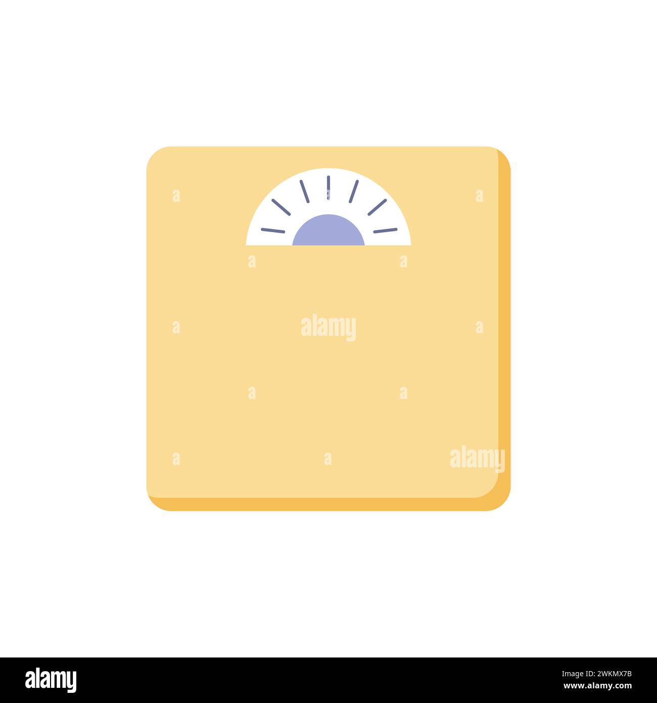 Yellow scales for weight measurement, on white isolated background ...