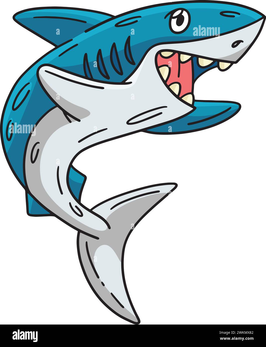 Smiling Shark Cartoon Colored Clipart Illustration Stock Vector Image ...