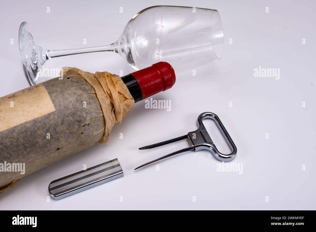 Corkscrew for opening of very old vintage bottles of wine, twin-prong ...