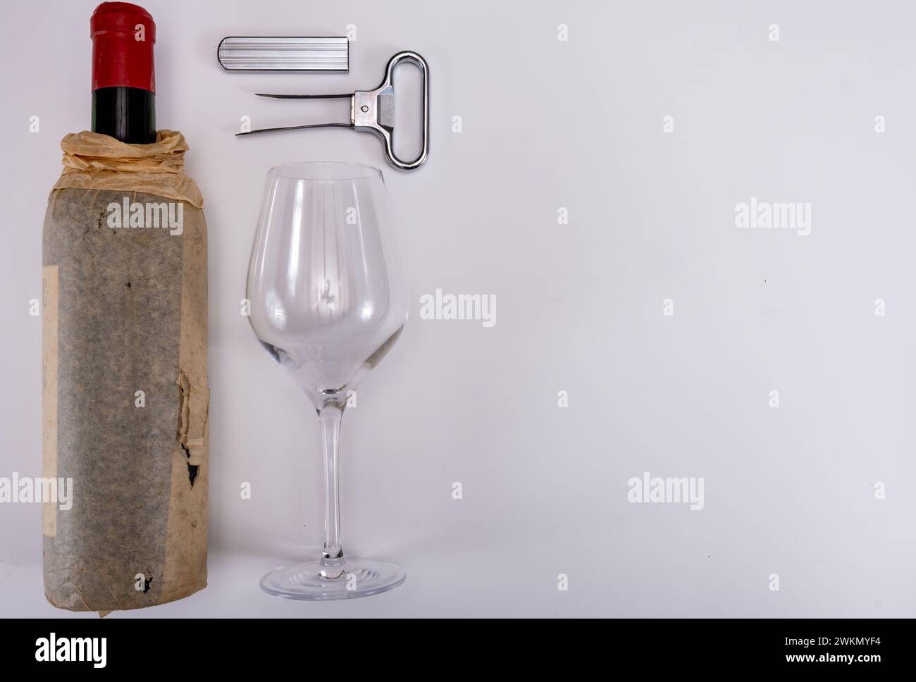 Corkscrew for opening of very old vintage bottles of wine, twin-prong ...