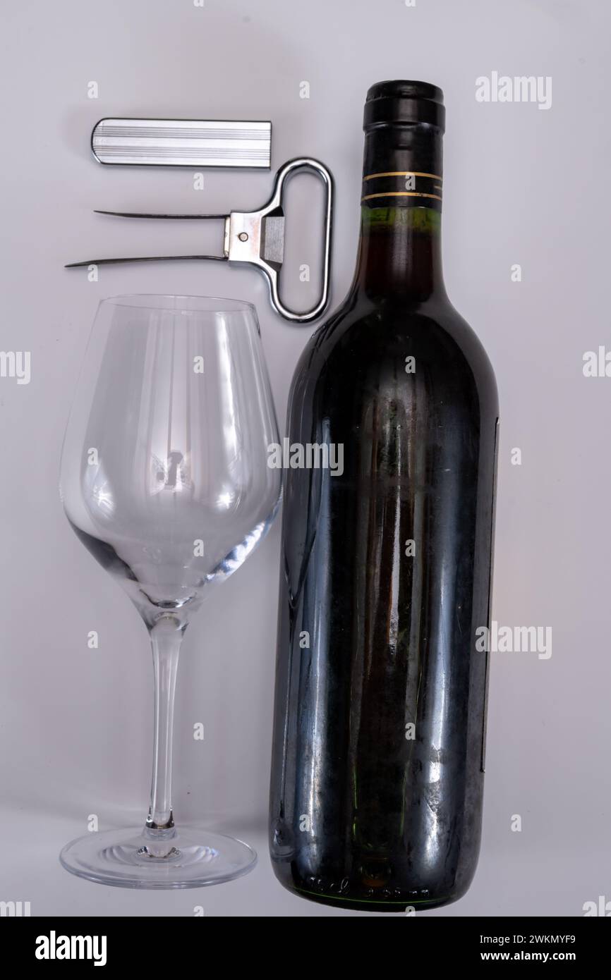 Corkscrew for opening of very old vintage bottles of wine, twin-prong ...