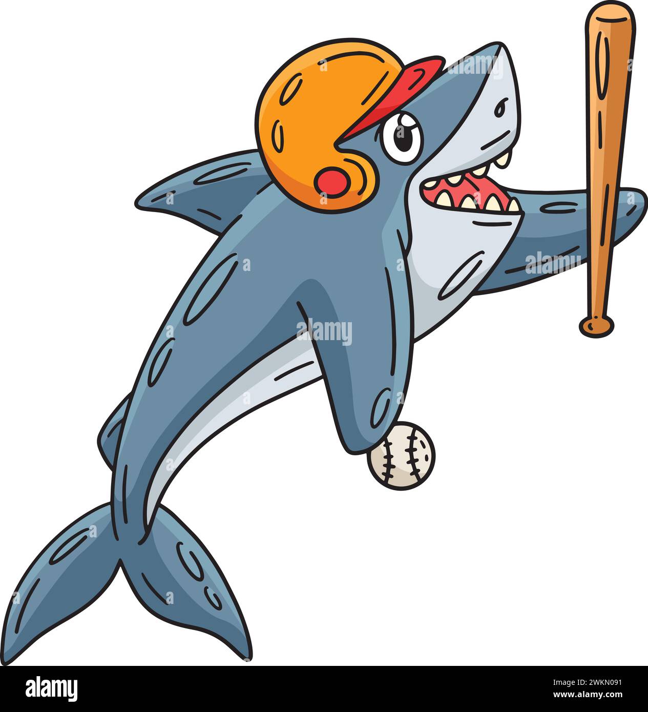 Baseball Shark Cartoon Colored Clipart Stock Vector Image & Art - Alamy