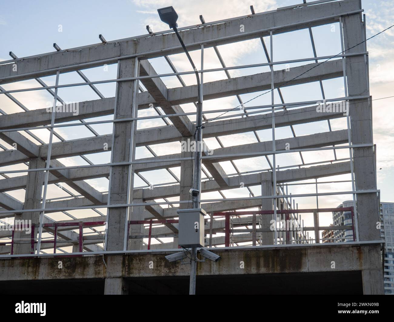 Concrete structure. Unfinished building. Bankrupt construction site ...