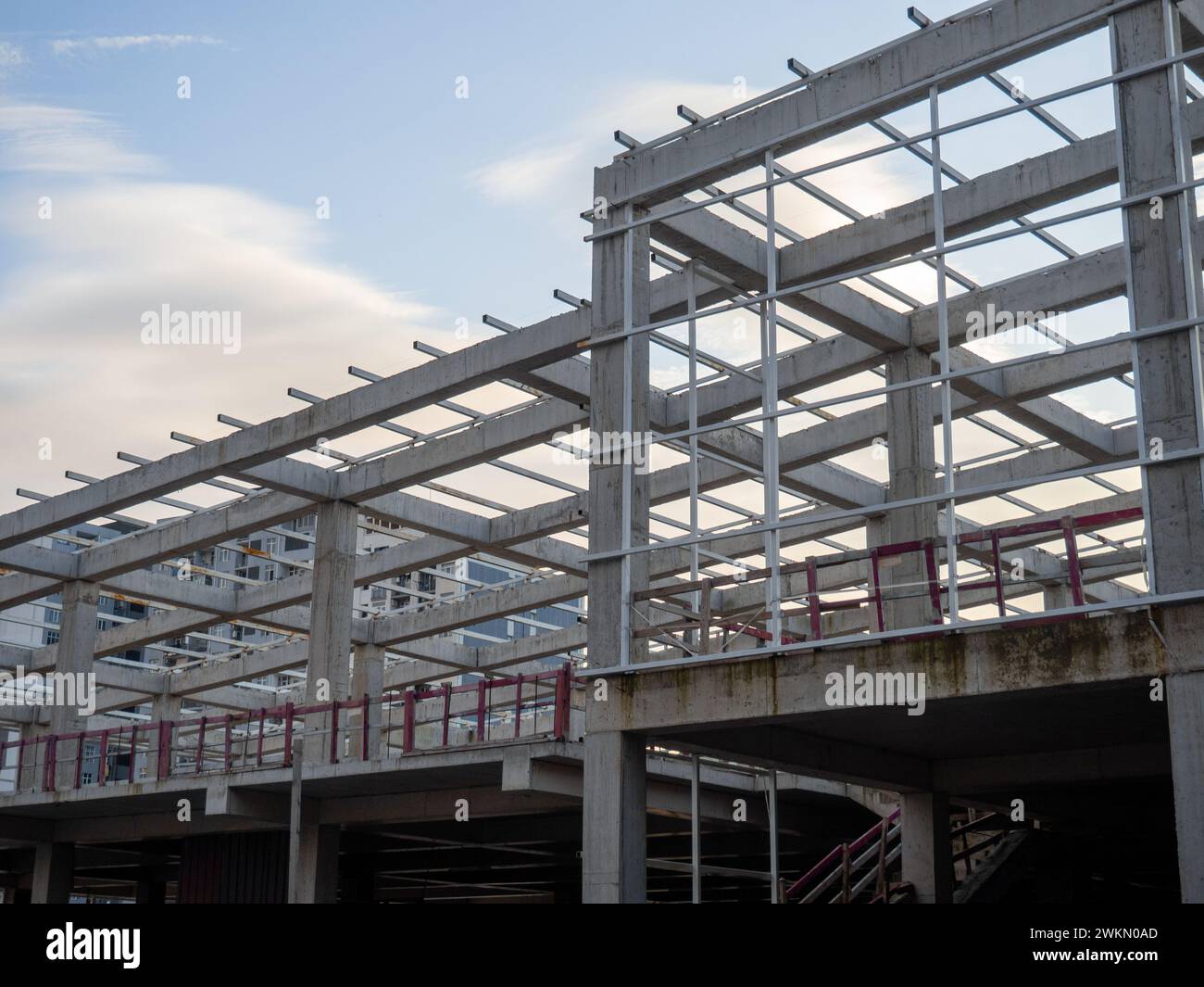 Concrete structure. Unfinished building. Bankrupt construction site ...