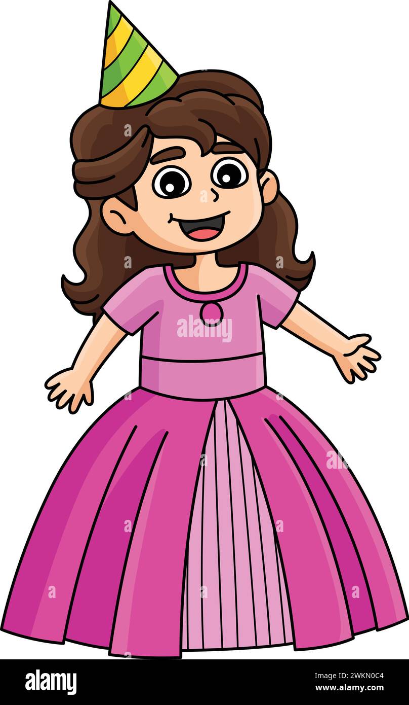 Happy Birthday Princess Cartoon Colored Clipart Stock Vector Image