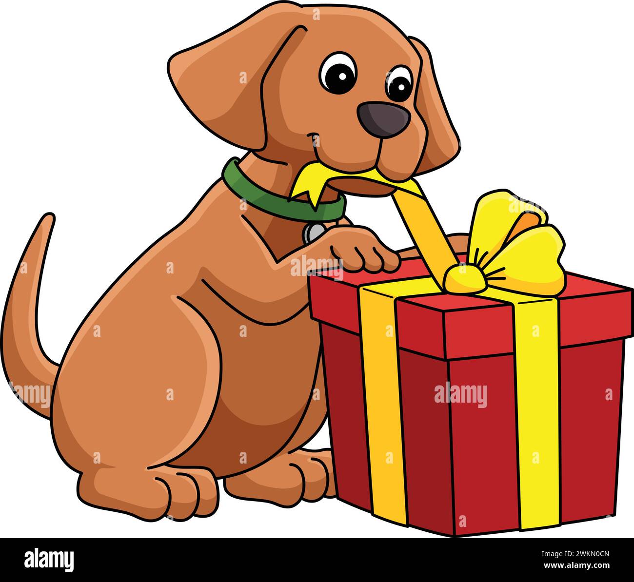 Happy Birthday Dog with a Present Cartoon Clipart Stock Vector Image ...