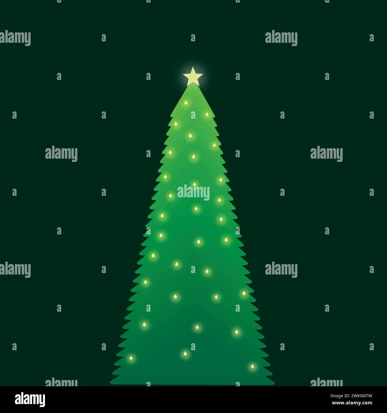 Christmas tree with lights and a star on top Stock Vector Image & Art ...