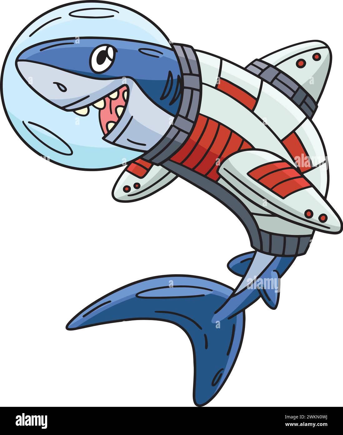 Space Shark Cartoon Colored Clipart Illustration Stock Vector Image ...