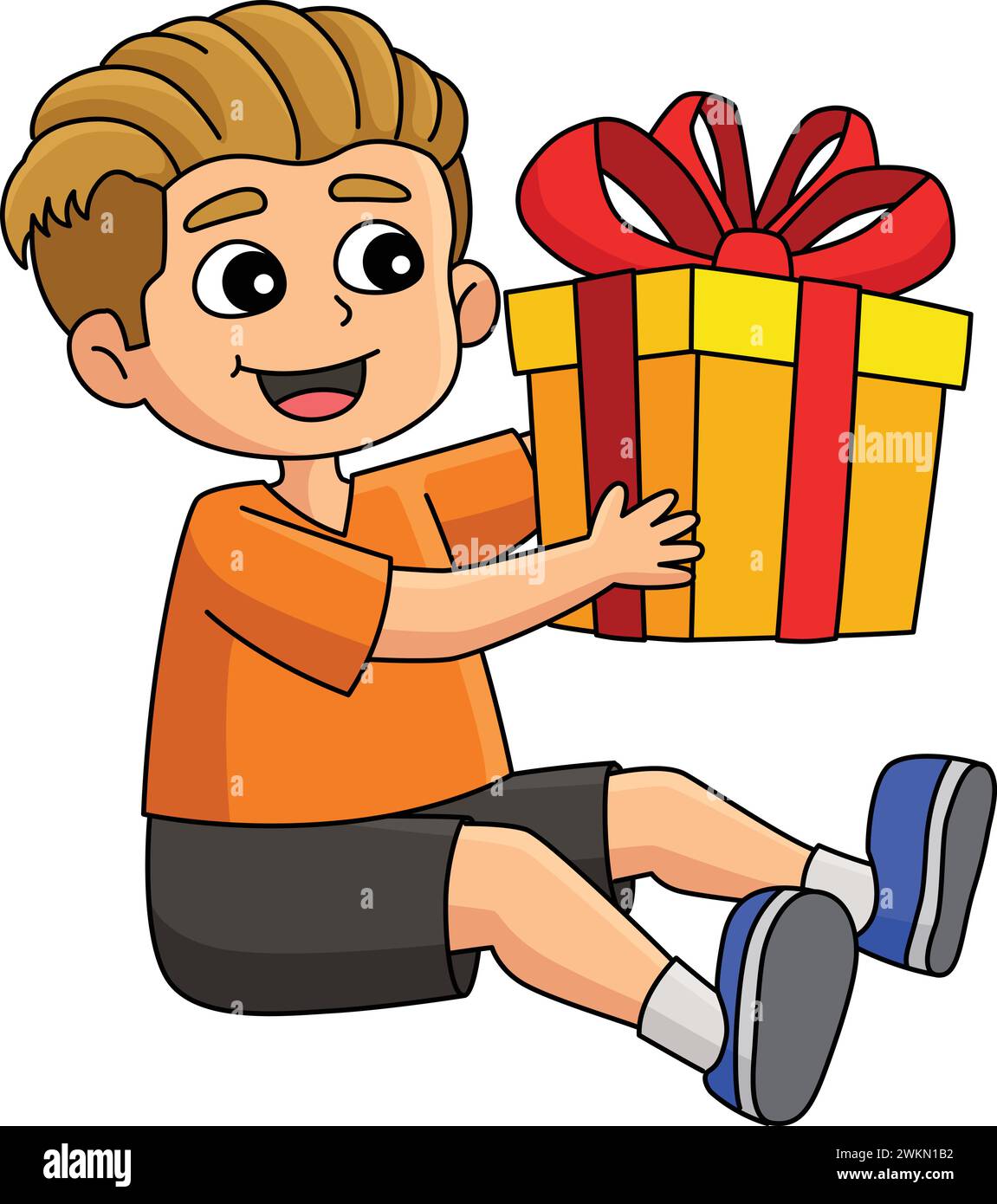 Boy with a Birthday Present Cartoon Clipart Stock Vector Image & Art ...