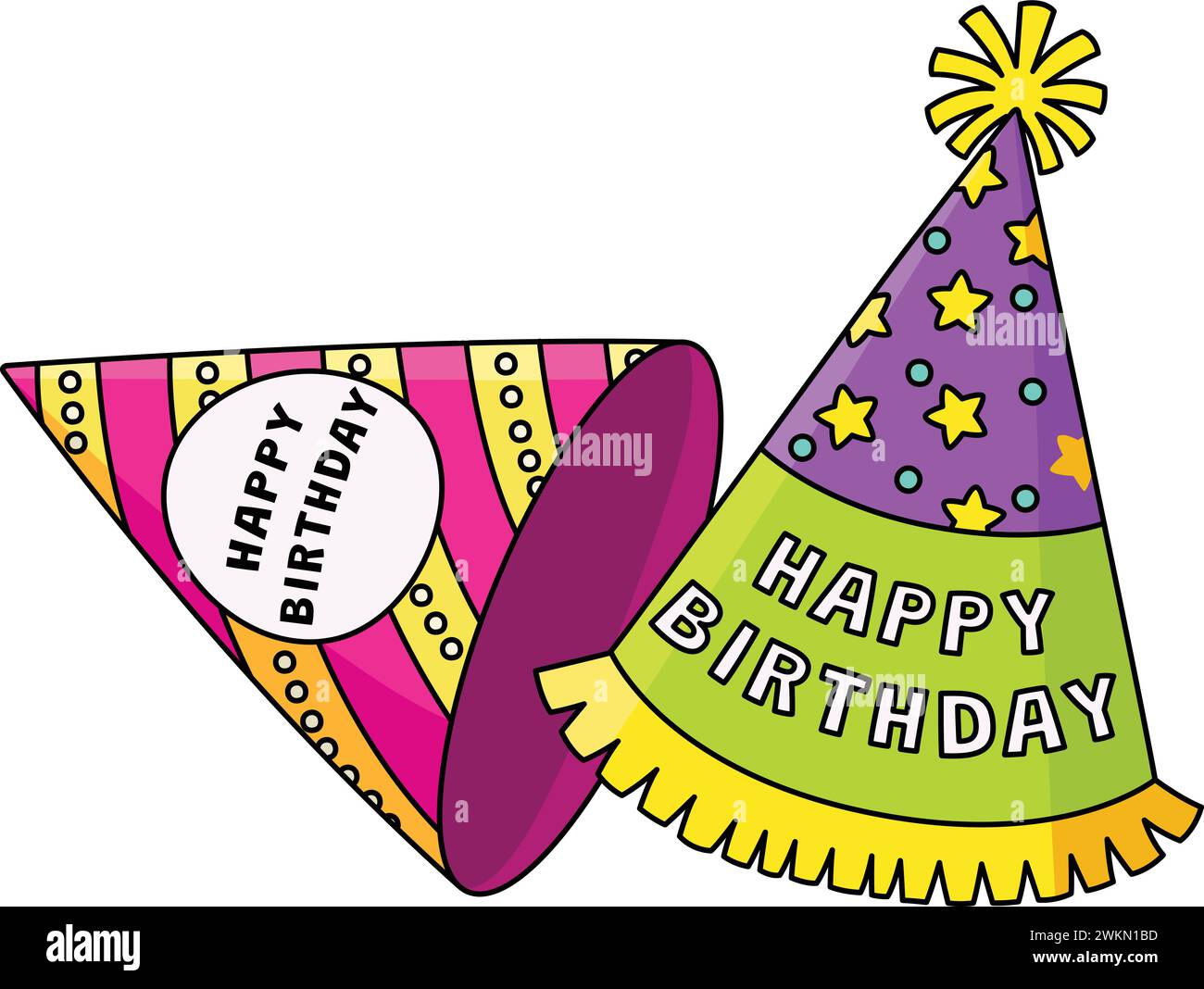 Birthday Party Hat Cartoon Colored Clipart Stock Vector Image & Art - Alamy