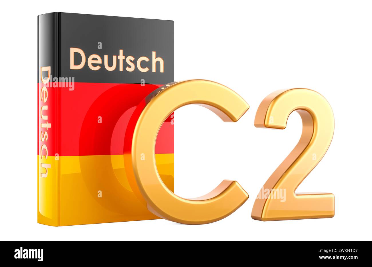 C2 German level, concept. C2 Proficiency. 3D rendering isolated on ...