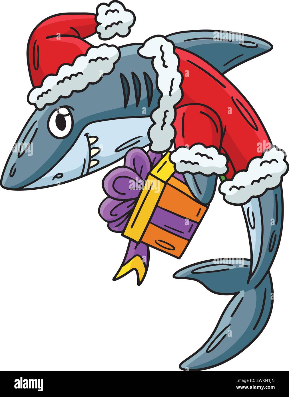 Santa Shark Cartoon Colored Clipart Illustration Stock Vector Image & Art - Alamy