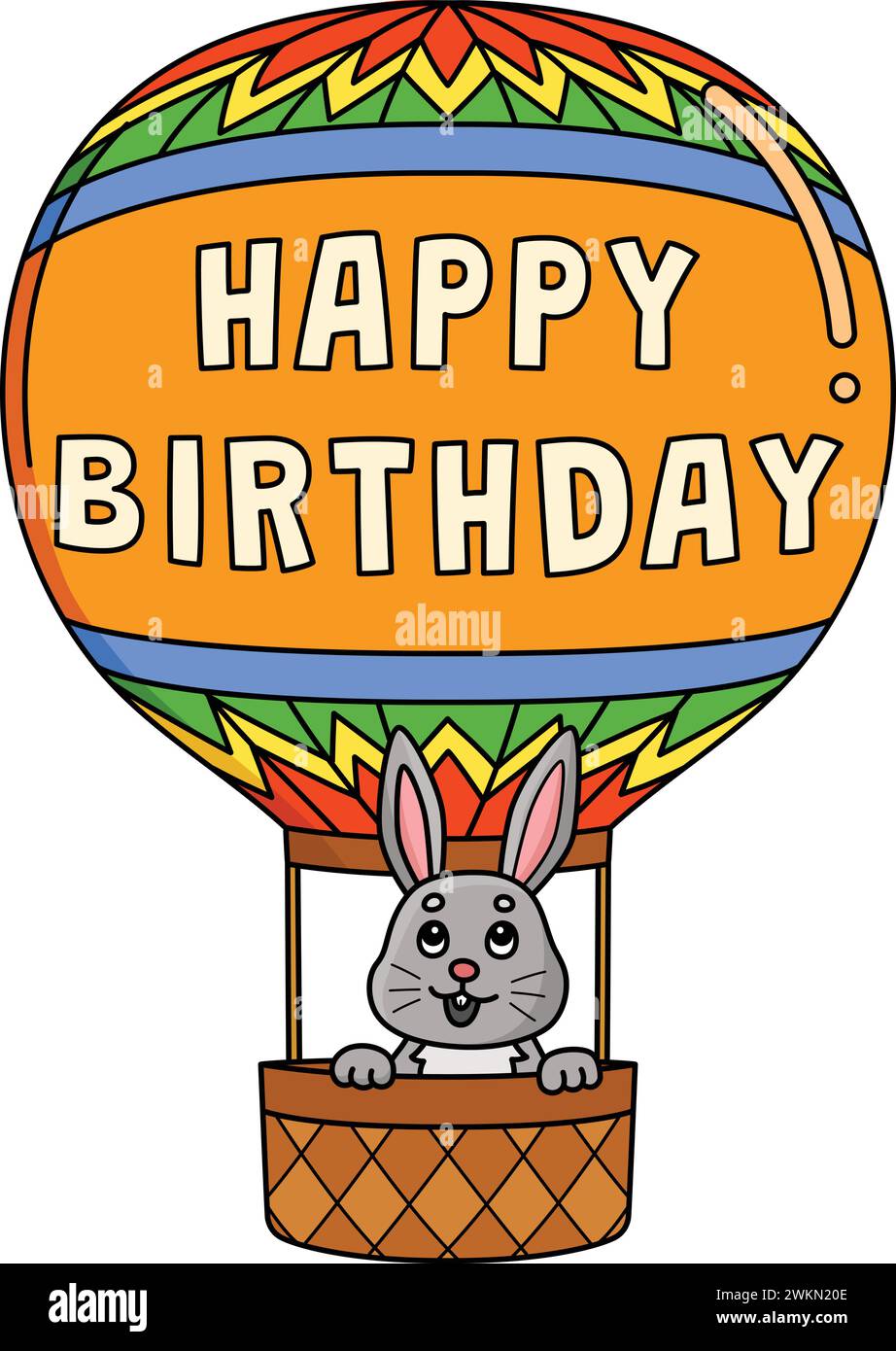 Happy Birthday Hot Air Balloon Cartoon Clipart Stock Vector Image & Art ...
