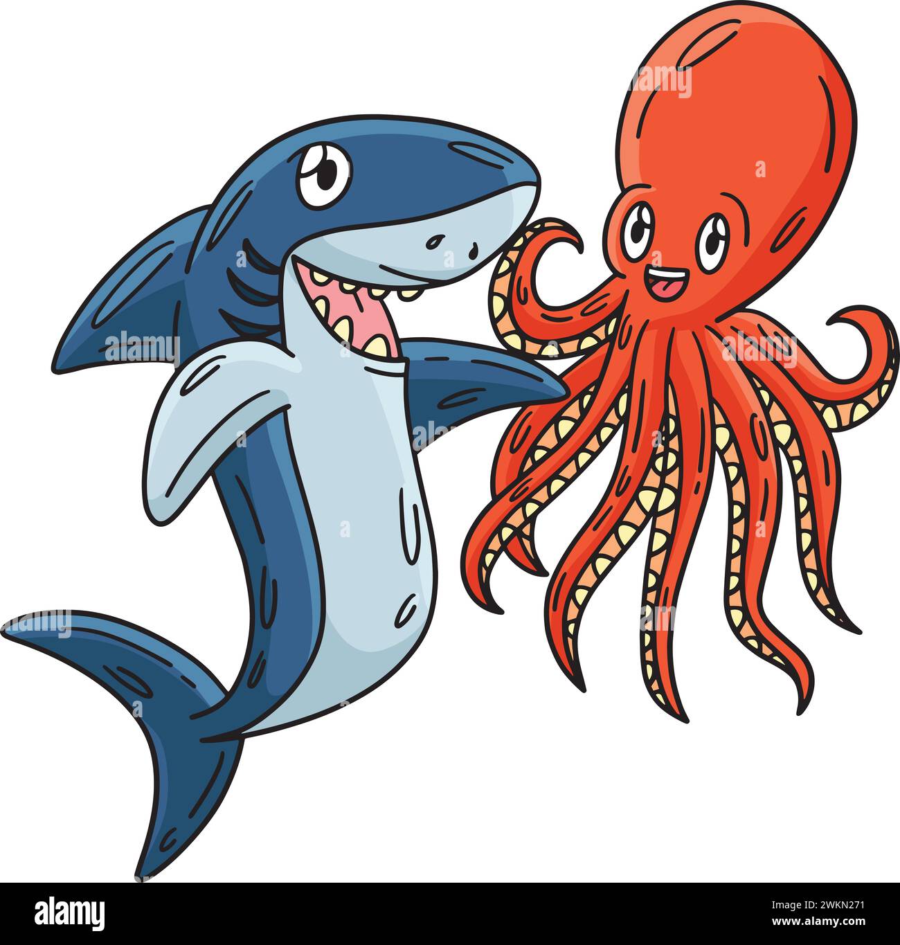 Shark and Octopus Cartoon Colored Clipart Stock Vector Image & Art - Alamy