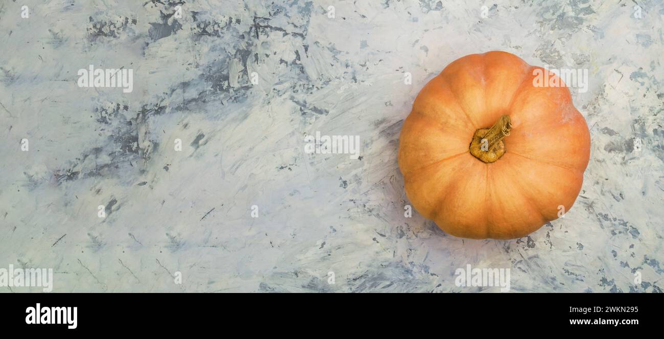 Pumpkin. Autumn mockup. Autumn composition, fall concept. Flat lay, top ...