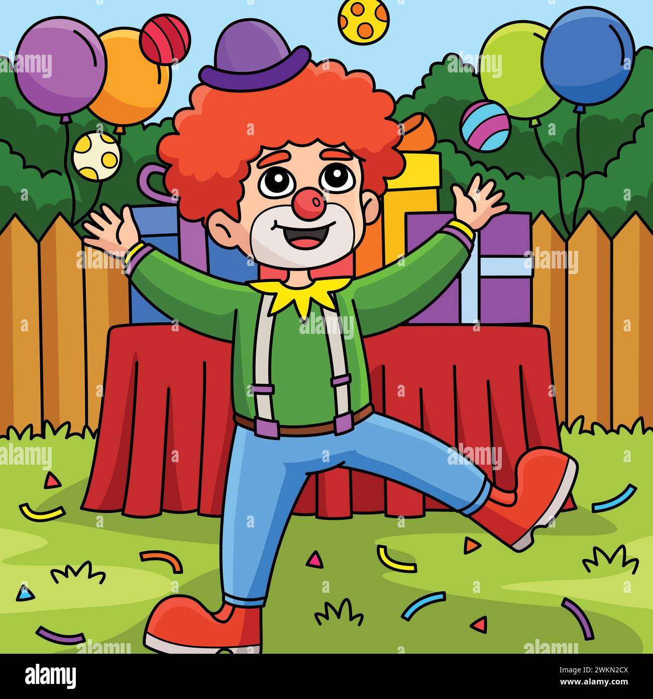 Birthday Clown Colored Cartoon Illustration Stock Vector Image & Art ...