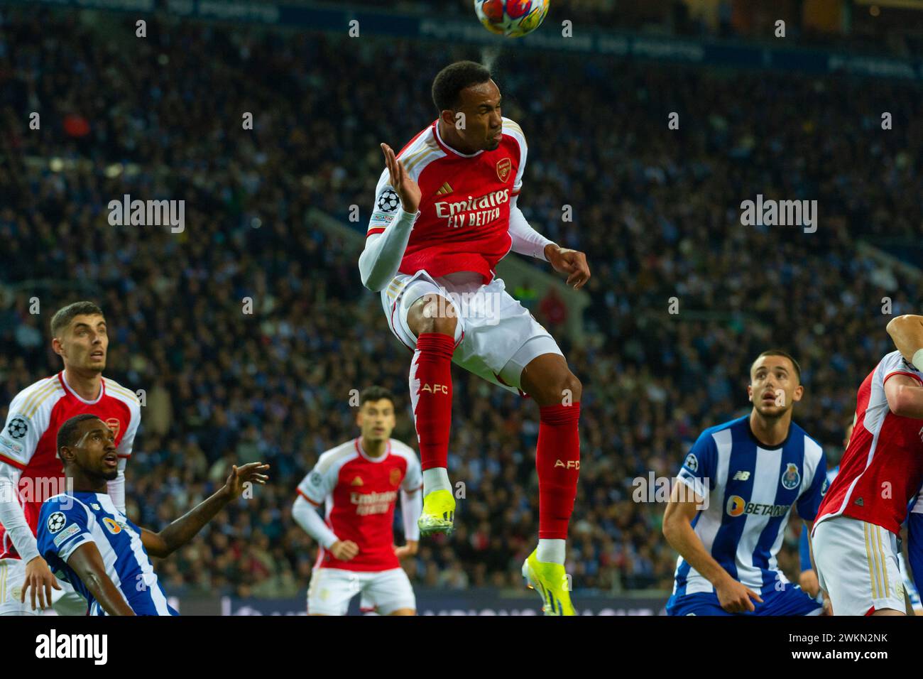 Porto, Portugal. 21st Feb, 2024. Gabriel heading the ball during the ...