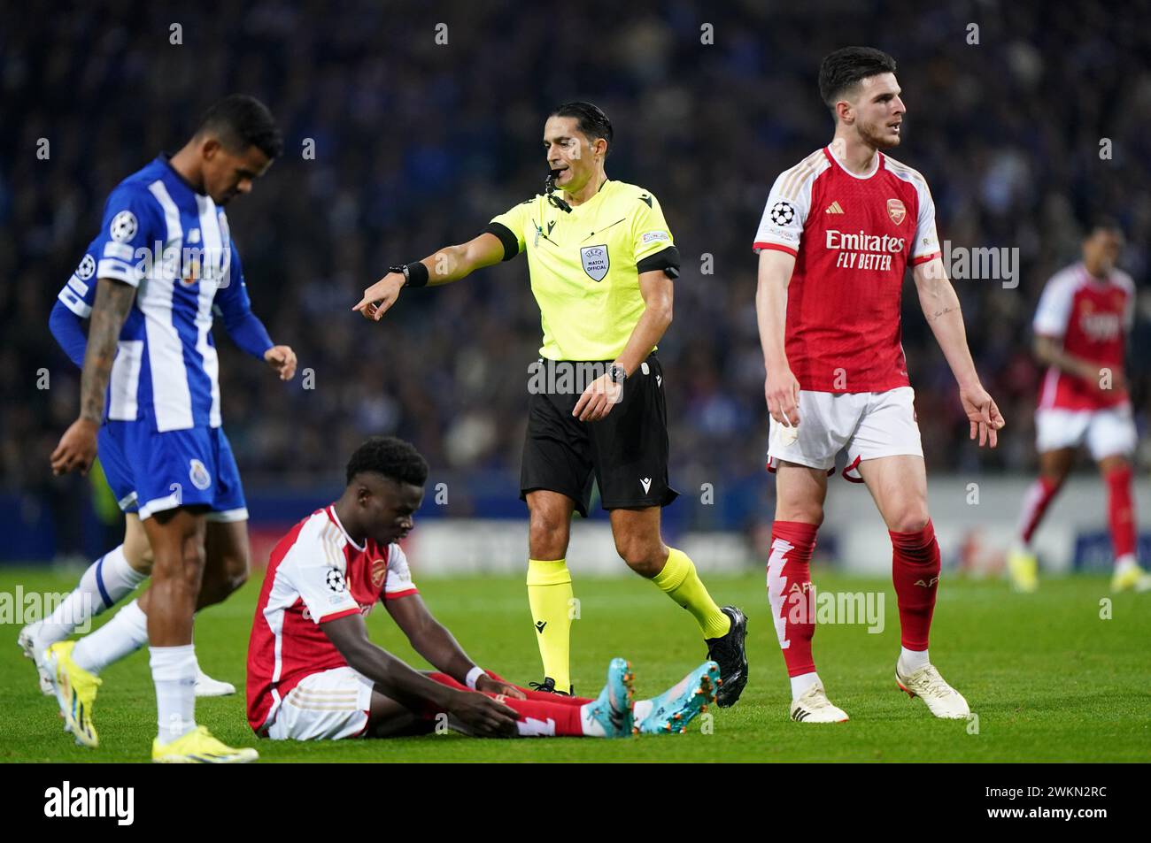 Referee Serdar Gozubuyuk awards a free-kick to Arsenal's Bukayo Saka ...