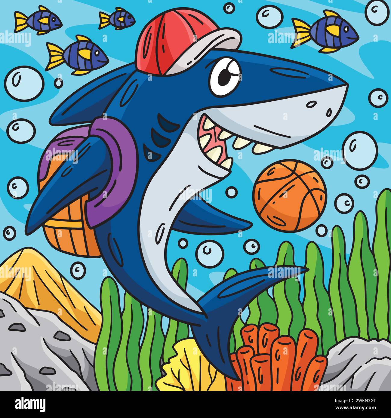 Shark Wearing a School Bag Colored Cartoon Stock Vector Image & Art - Alamy