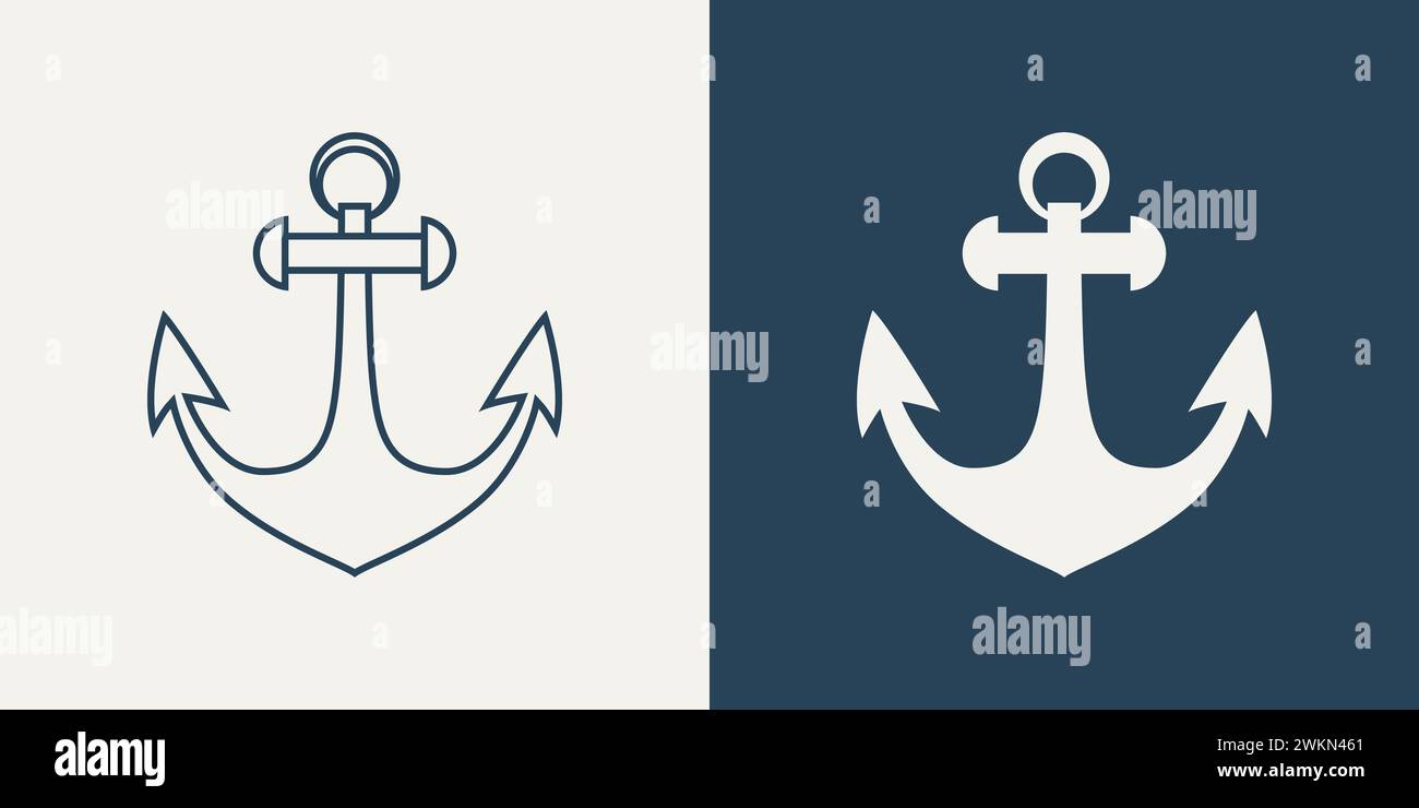 Vector Anchors. Anchor Silhouette Icon Set. Anchor with Outline. Anchor ...