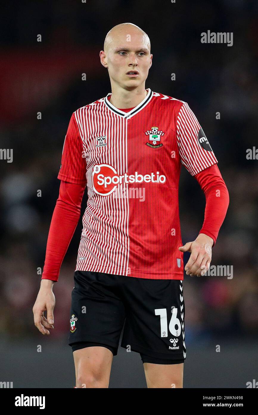 Southampton, UK. 20th Feb, 2024. Southampton midfielder Will Smallbone ...