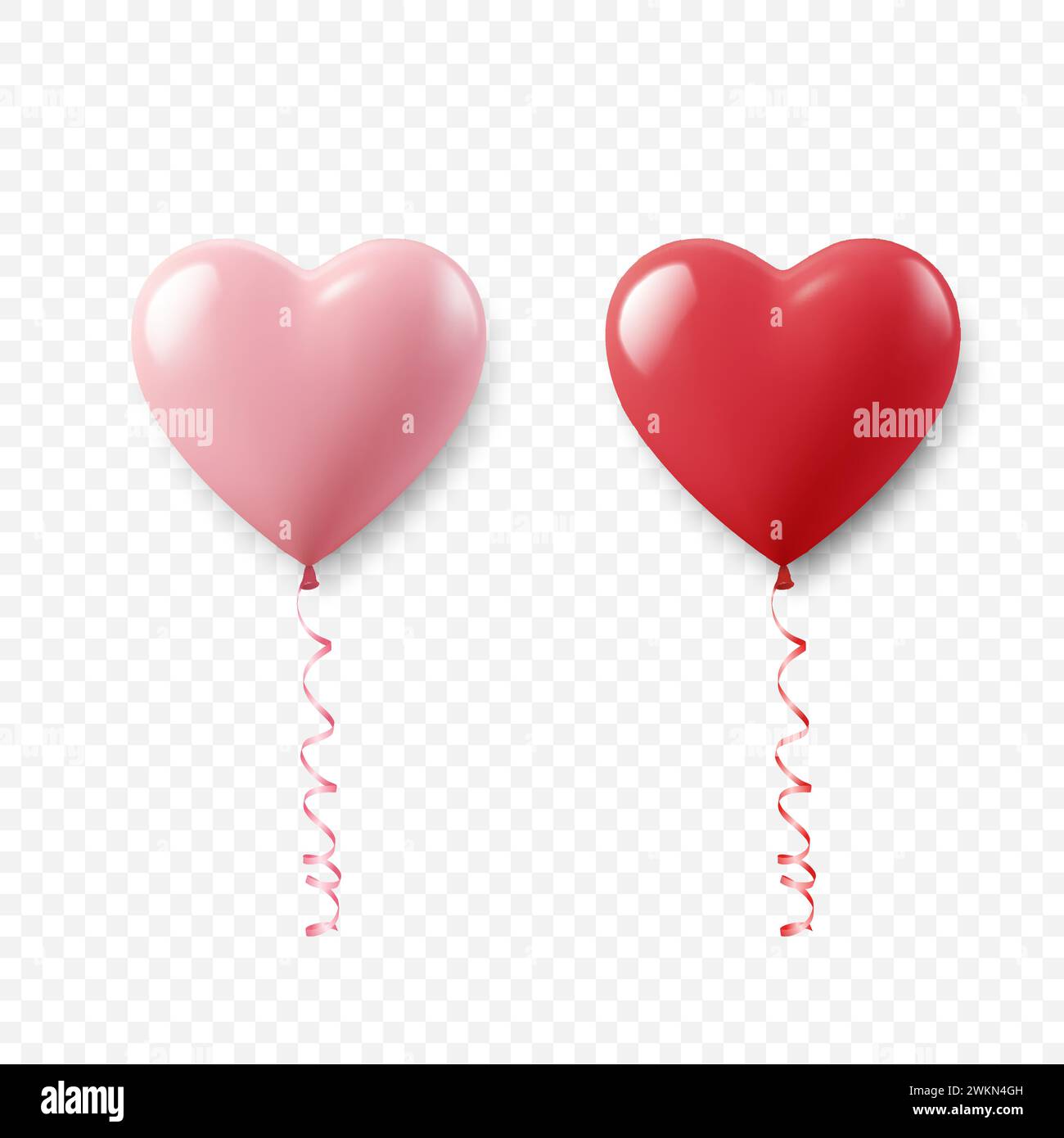Vector 3d Realistic Heart Shaped Balloon Closeup Isolated. Romantic Red ...