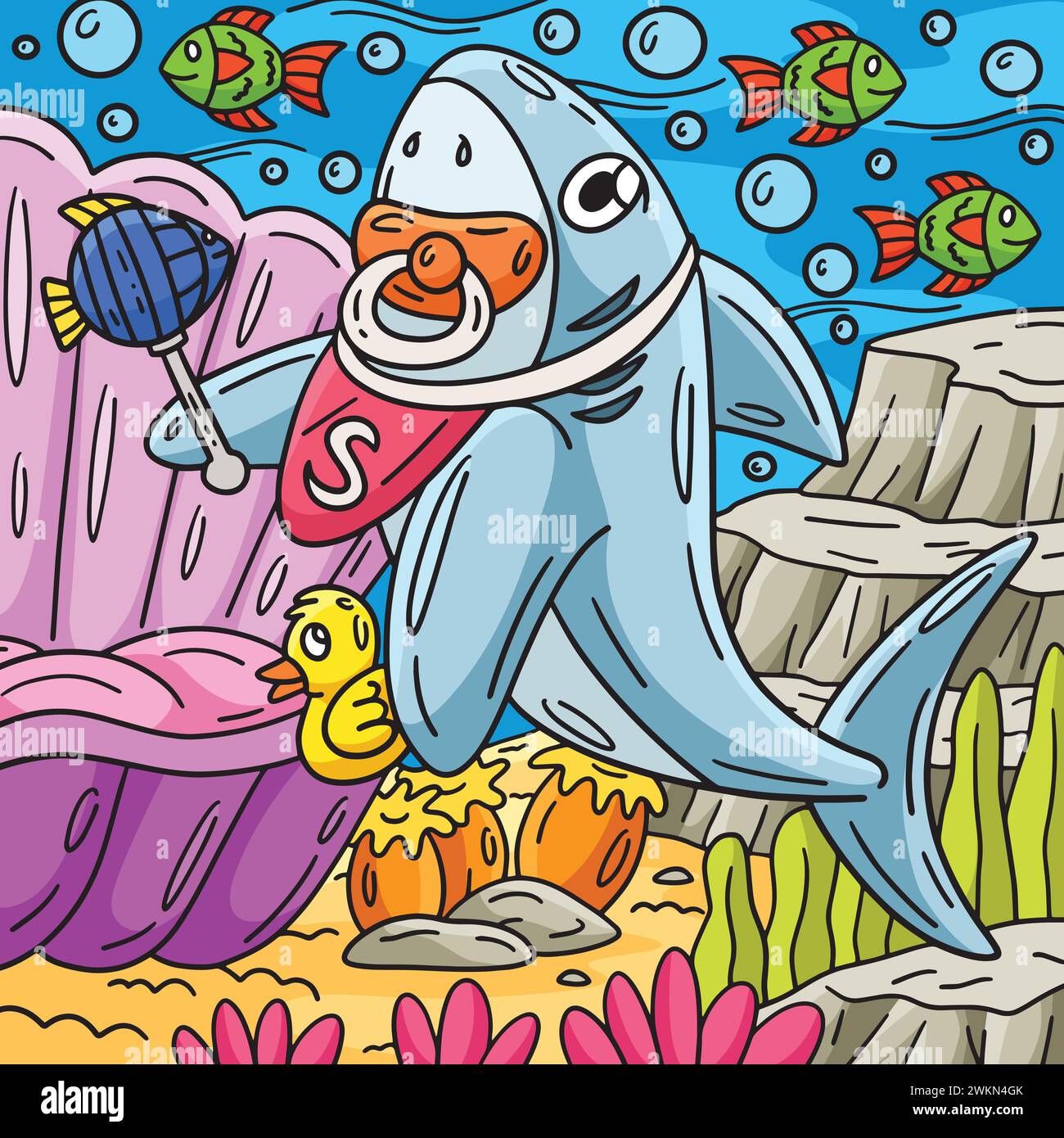 Baby Shark Colored Cartoon Illustration Stock Vector Image & Art - Alamy
