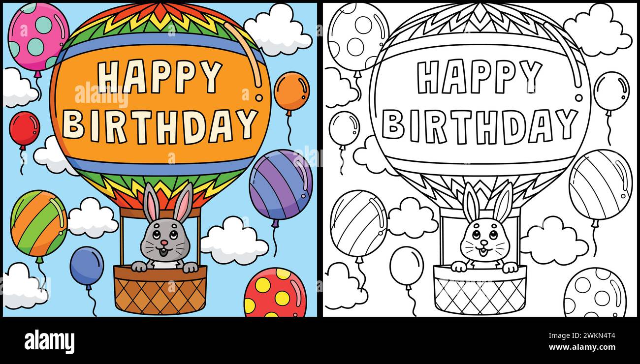 Happy Birthday Hot Air Balloon Illustration Stock Vector Image & Art ...