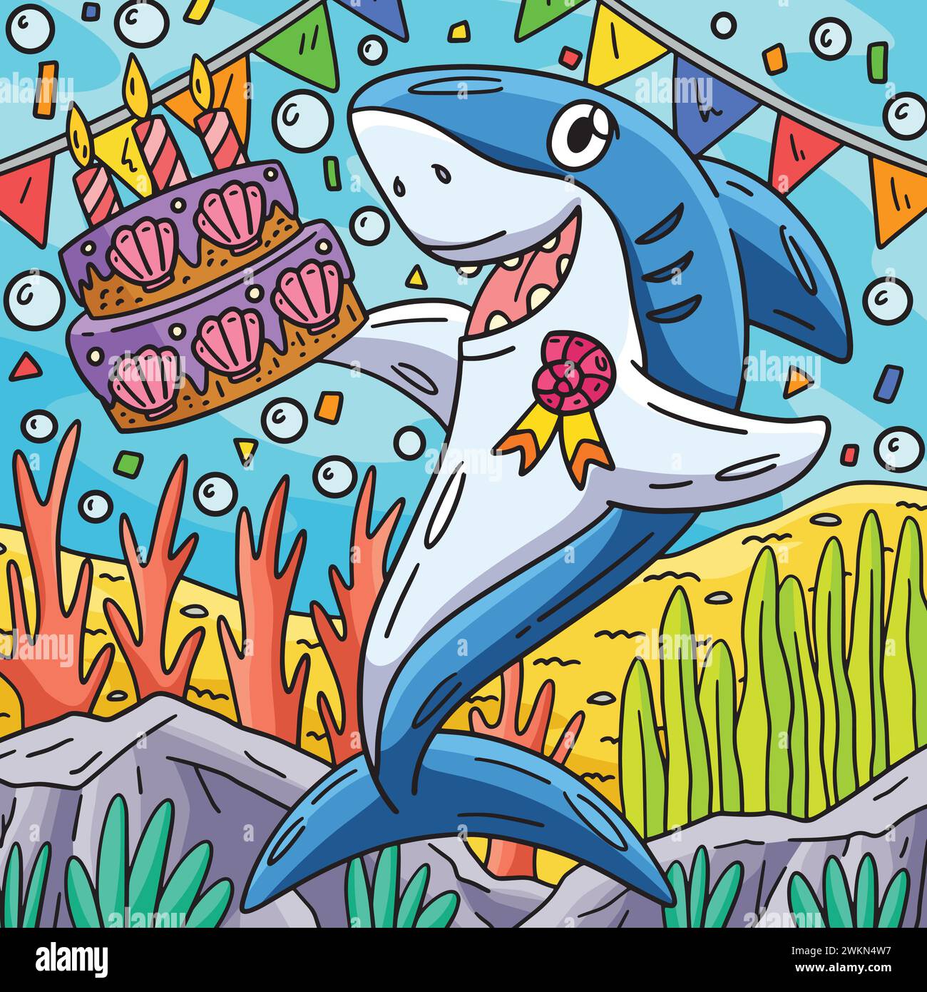 Shark birthday Stock Vector Images - Alamy