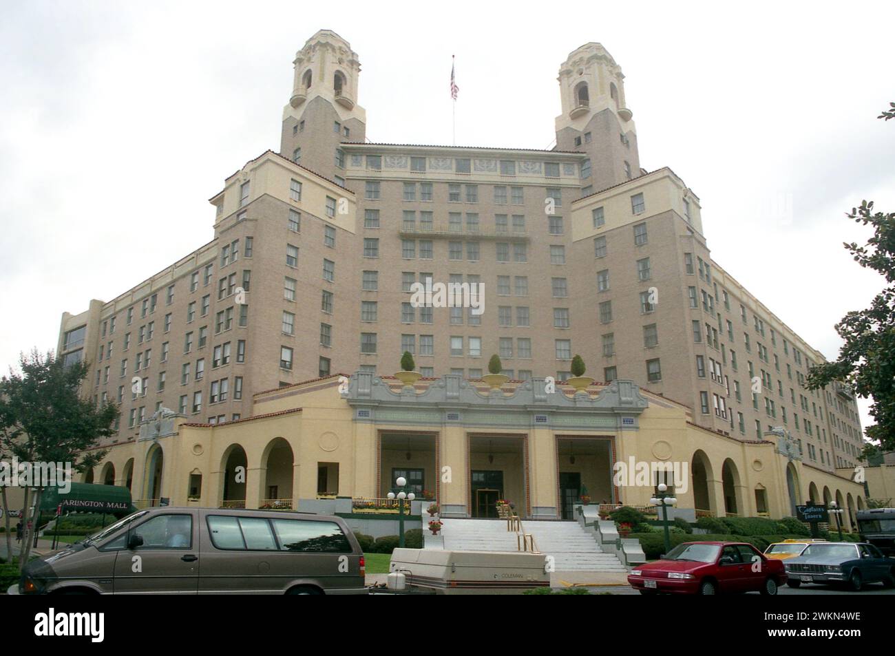 Hot Springs, Arkansas, USA, 1993. Exterior of the Arlington Resort ...