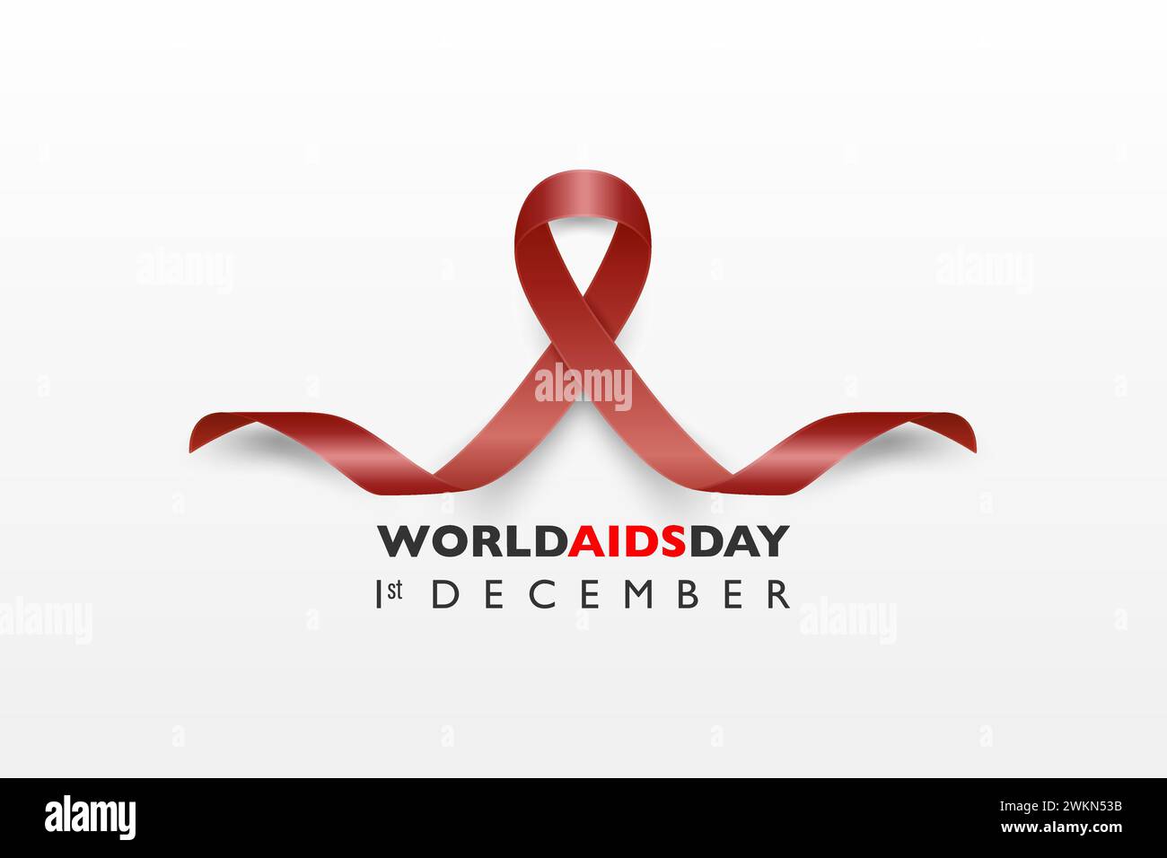World AIDS Day Banner. AIDS Awareness Red Silk Ribbon on a White Background. AIDS Day Concept ...