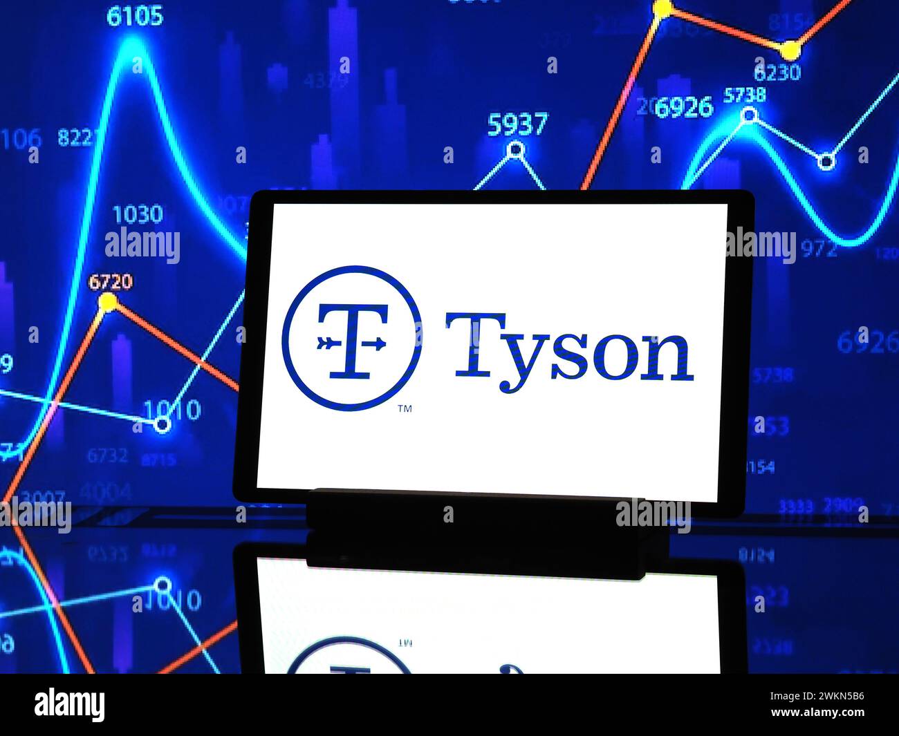 In this photo illustration, the Tyson Foods, Inc. logo seen displayed ...