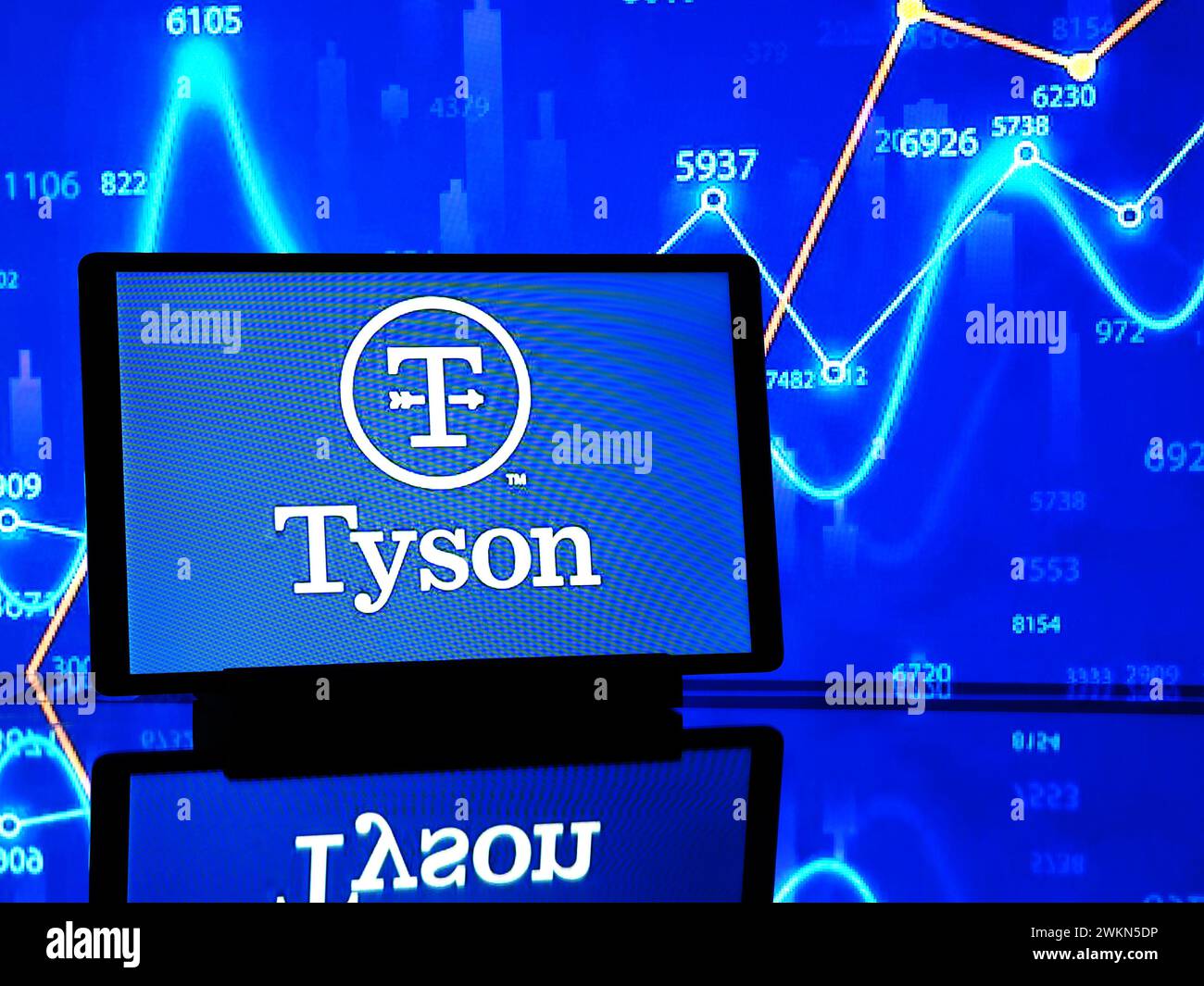 In this photo illustration, the Tyson Foods, Inc. logo seen displayed ...