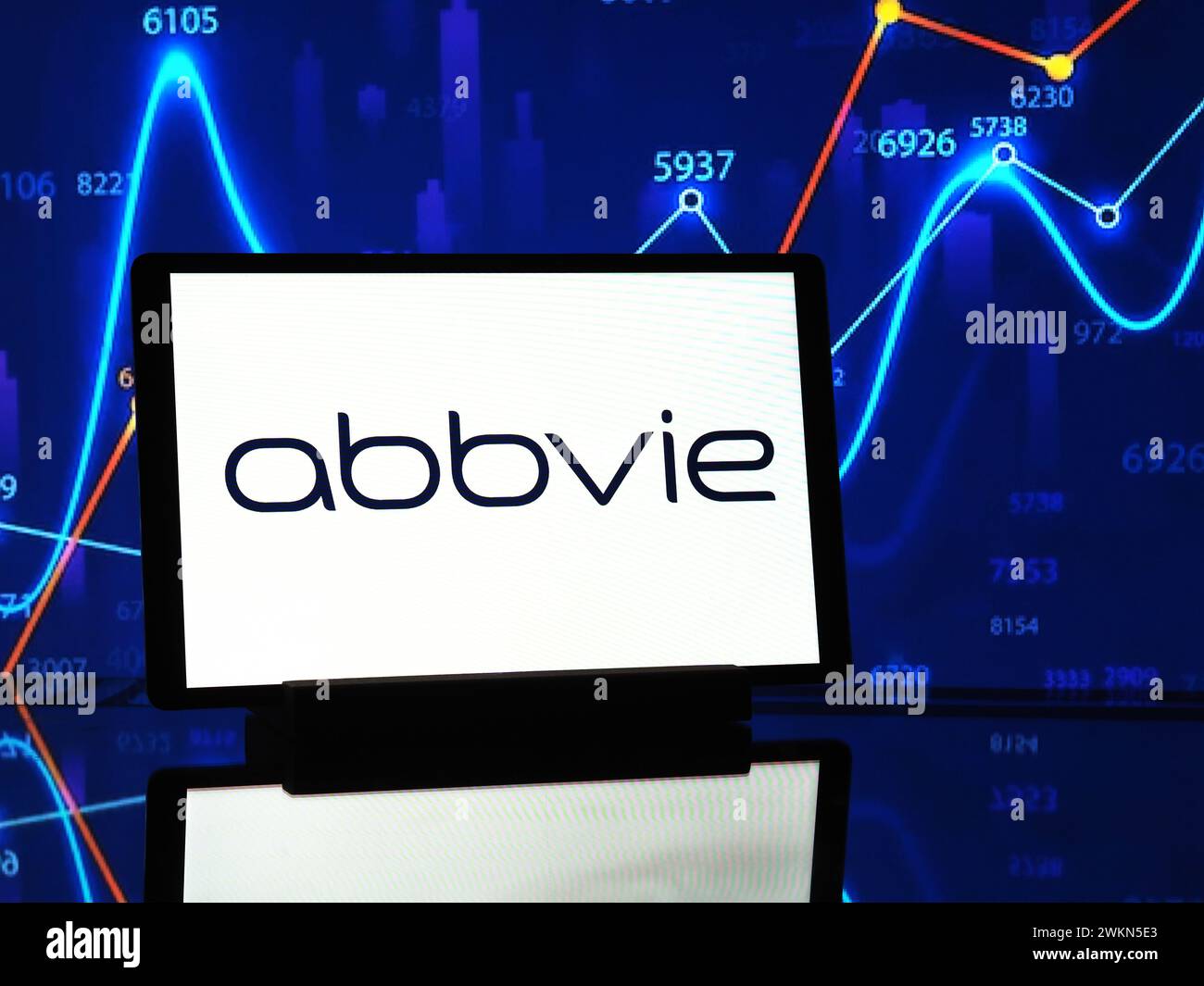 In this photo illustration, the AbbVie Inc. logo seen displayed on a ...