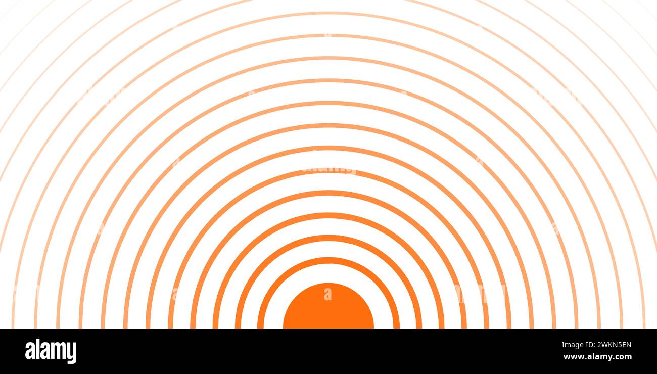 Orange concentric circles banner. Radial pattern. Sun, sunlight ...