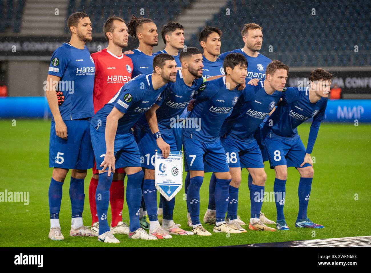 Ghent, Belgium. 21st Feb, 2024. The KAA Gent football team poses for a ...