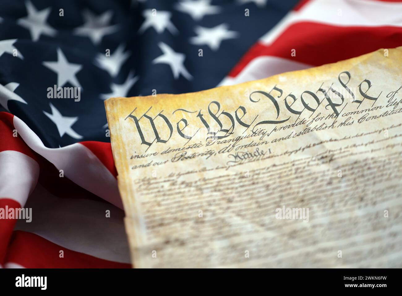 Preamble to the Constitution of the United States and American Flag ...