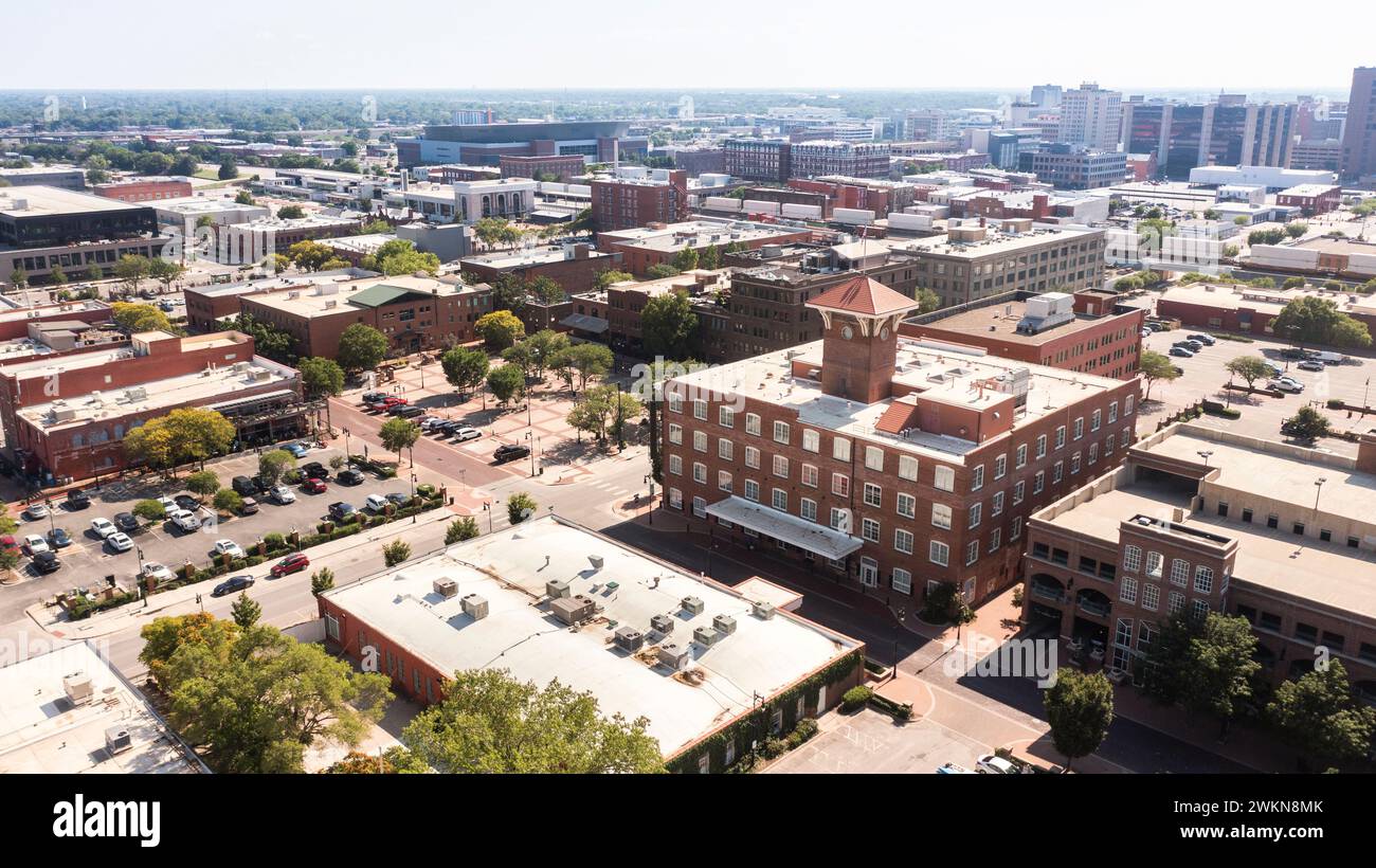Afternoon view of historic buildings in Old Town Wichita Kansas, USA ...