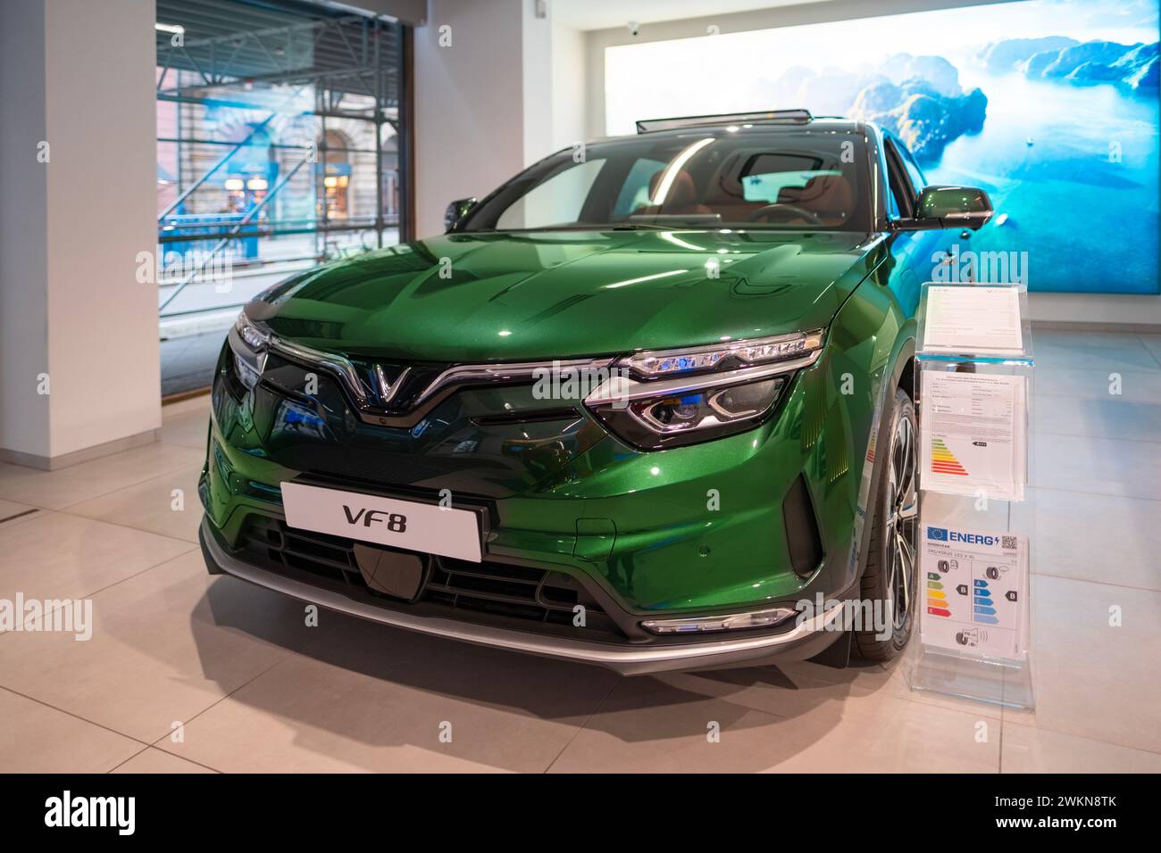 new green Vinfast vf 8 electric crossover, advanced technologies in vietnamese automotive ...